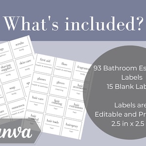 Bathroom Labels / Bathroom Label/ Labels / Canva Labels Template ...