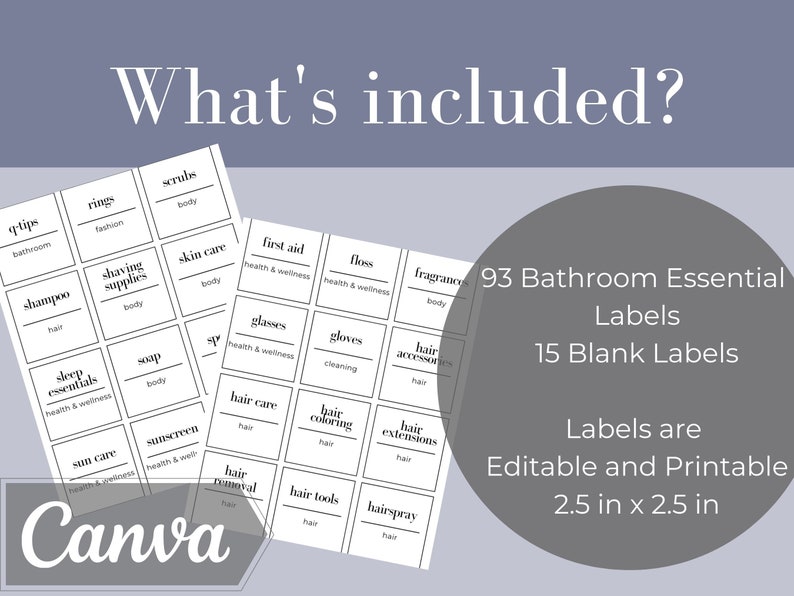 Bathroom Labels / Bathroom Label/ Labels / Canva Labels Template ...