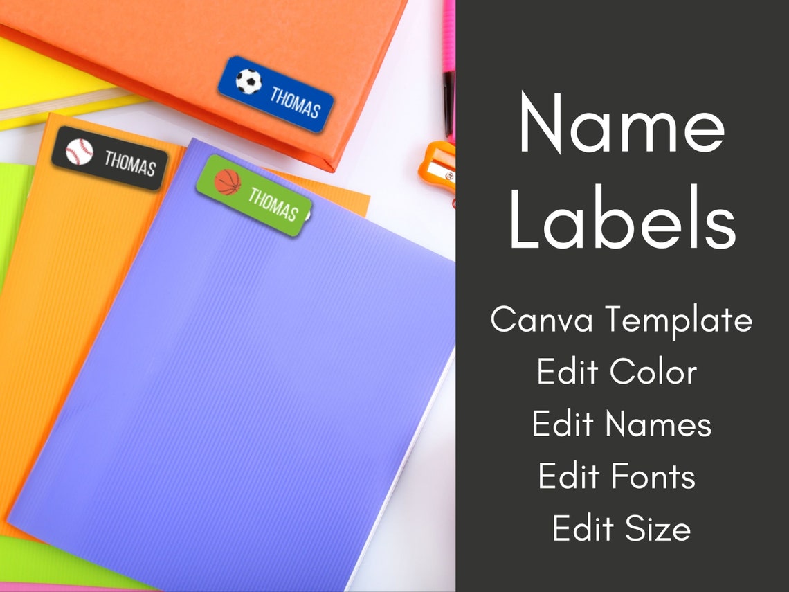 School Supply Labels Name Labels For School Supplies School Labels Back To School Labels