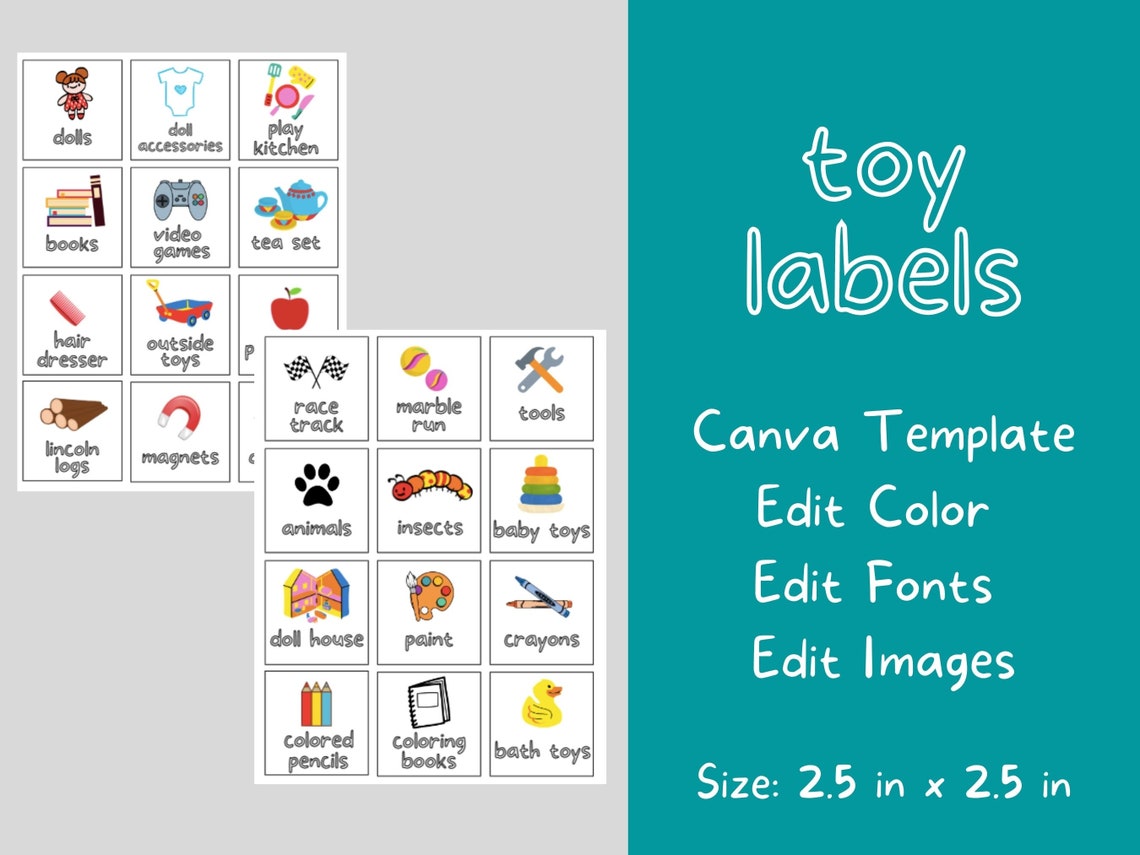 Toy Bin Storage Labels, Editable Toy Bin Storage Labels, Minimalist ...