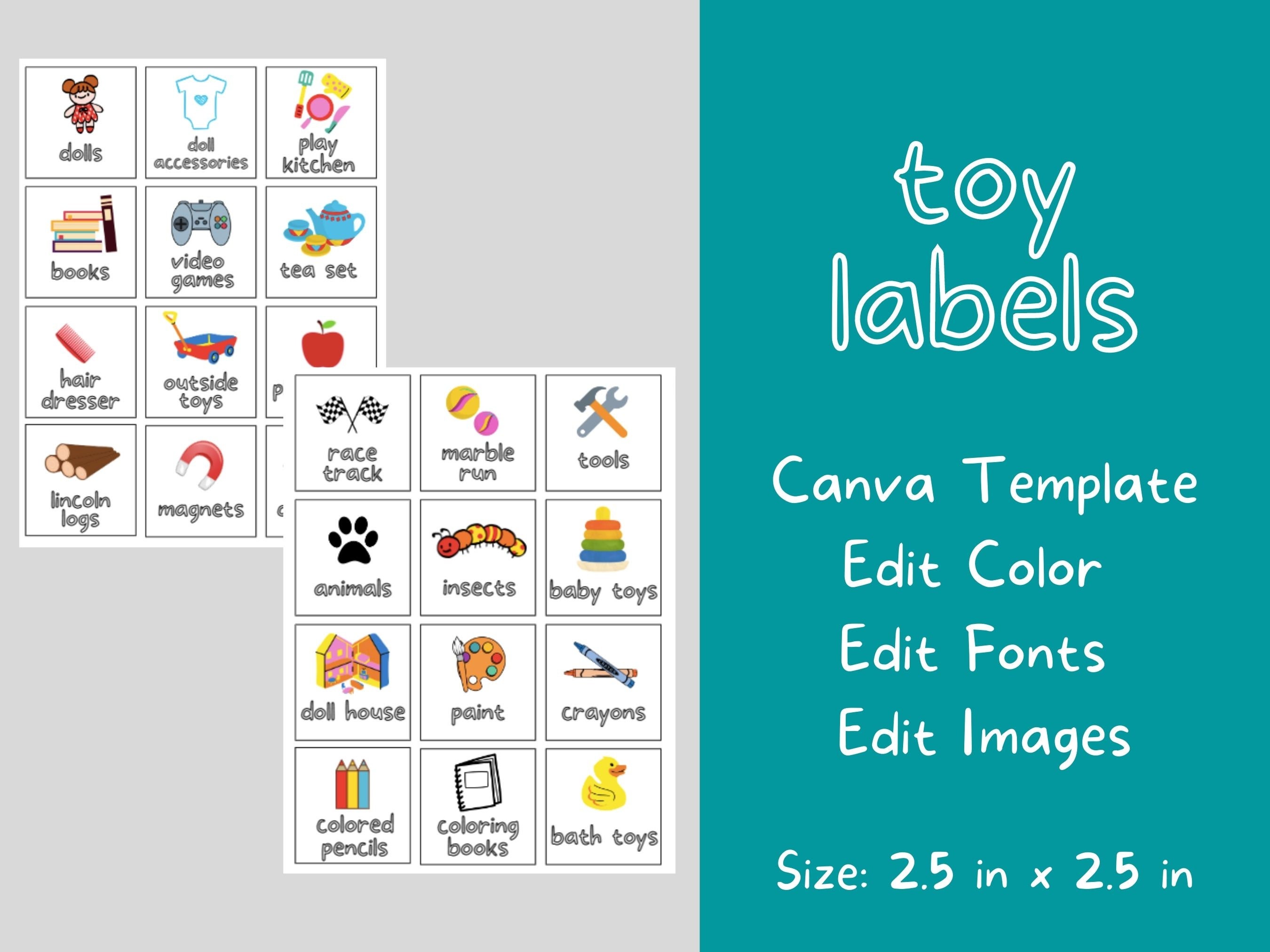 Toy Bin Storage Labels, Editable Toy Bin Storage Labels, Minimalist ...