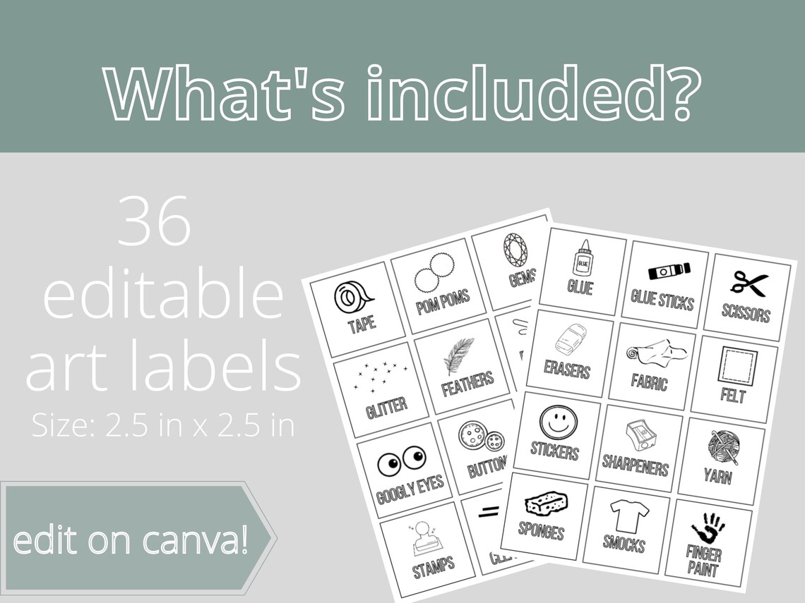 Printable Art Labels, Art Supply Labels, Craft Organization, Art ...