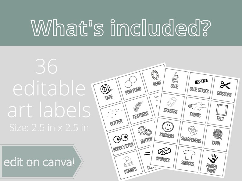 Printable Art Labels, Art Supply Labels, Craft Organization, Art ...