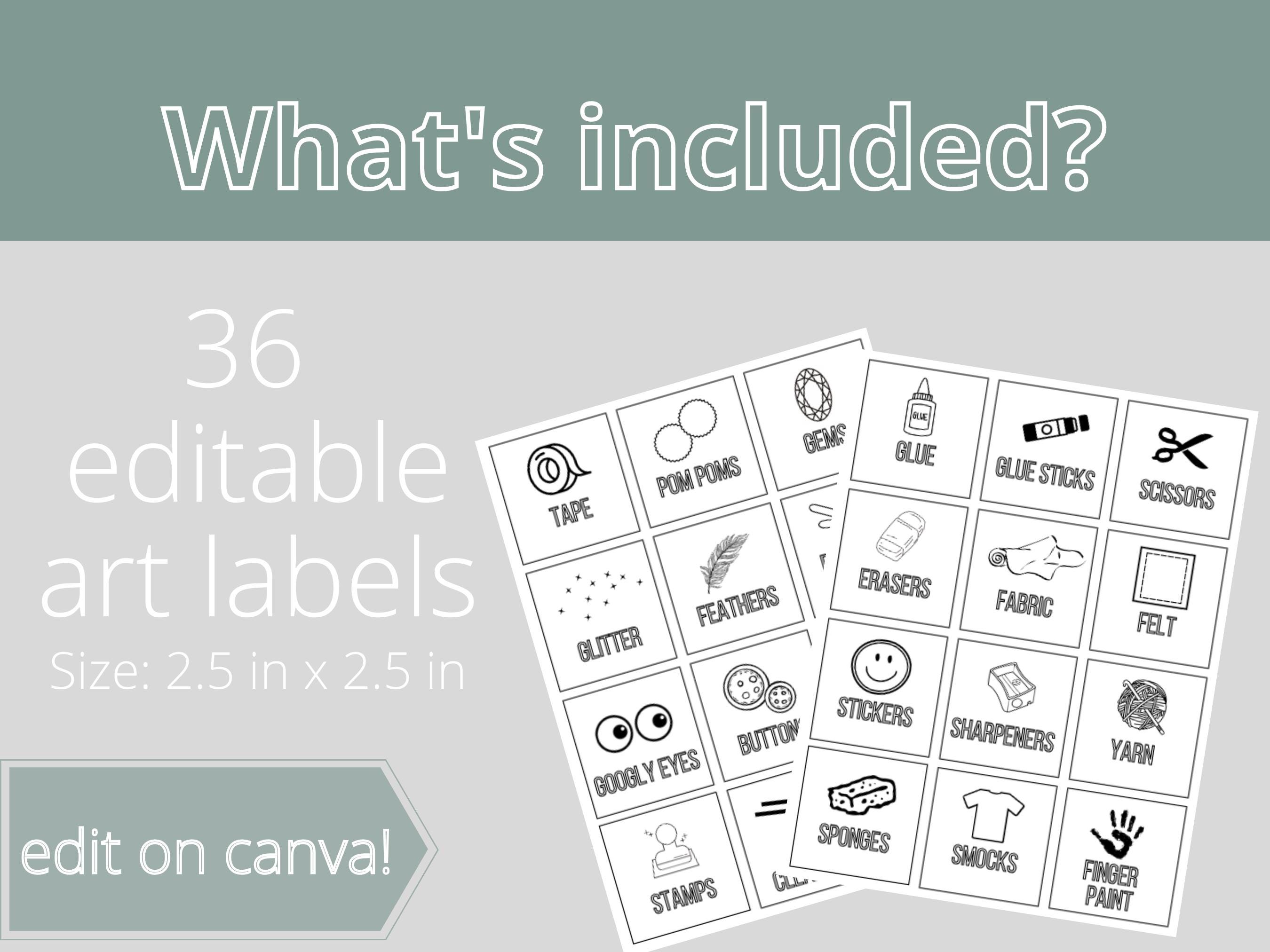 Printable Art Labels, Art Supply Labels, Craft Organization, Art ...