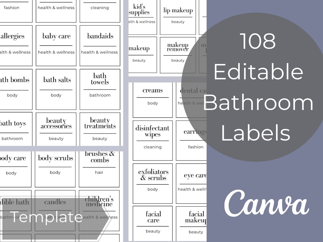 Bathroom Labels / Bathroom Label/ Labels / Canva Labels Template ...
