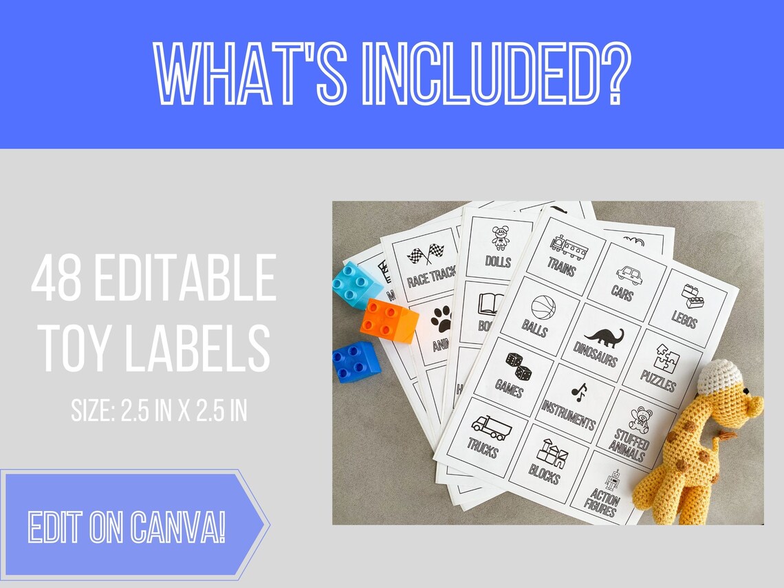 Toy Bin Storage Labels, Editable Toy Bin Storage Labels, Minimalist ...