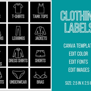 Printable Kids Clothing Labels Dresser Drawers Closet Storage Labels ...