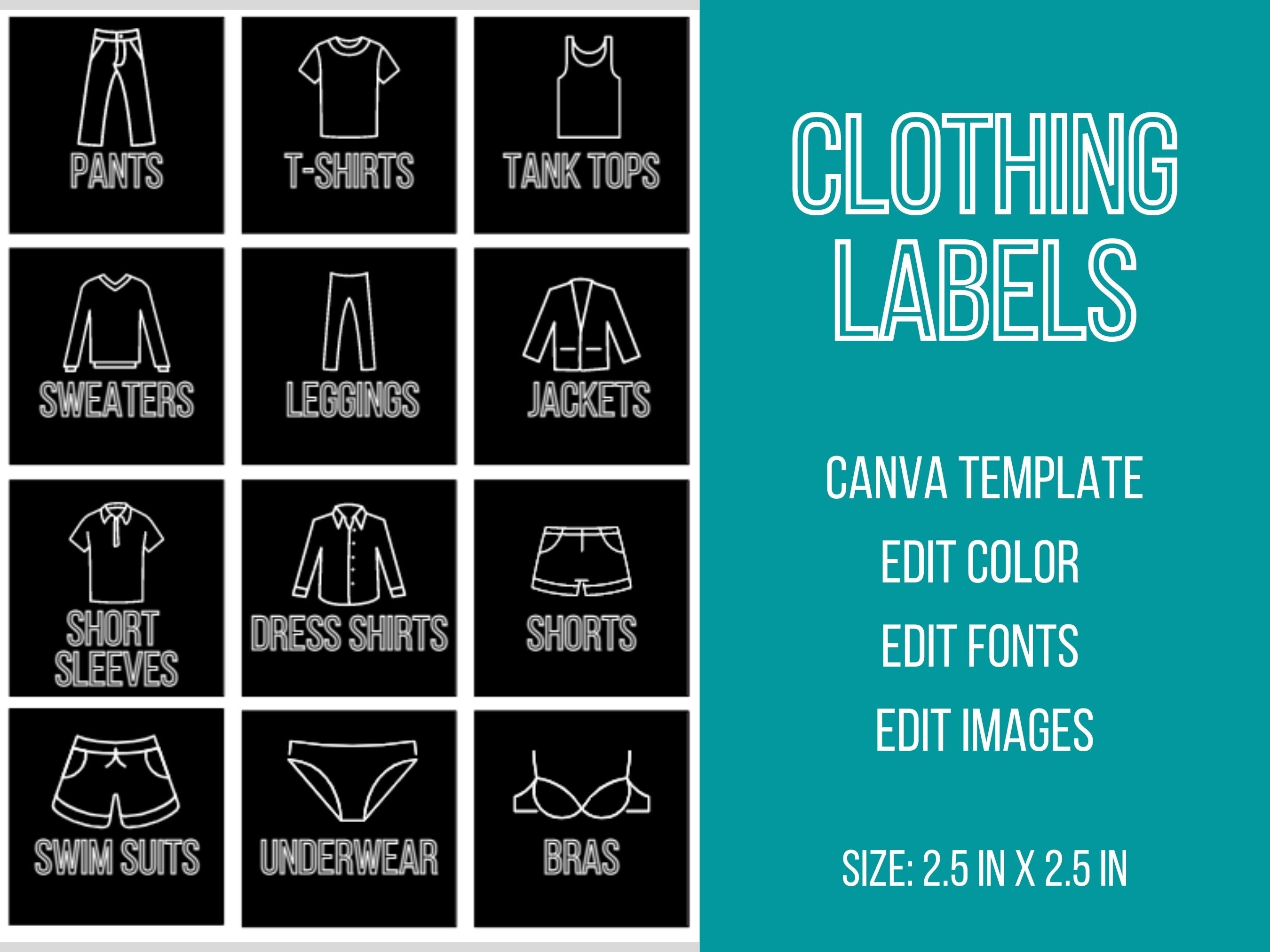 Printable Kids Clothing Labels Dresser Drawers Closet Storage Labels ...