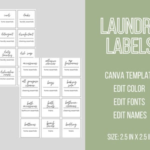 Laundry Room Labels/ Editable Laundry Container Labels/ Laundry Room ...
