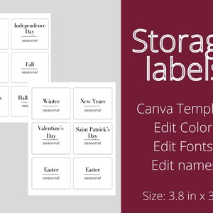 Holiday Storage Labels, Editable Holiday Labels, Holiday Organization ...