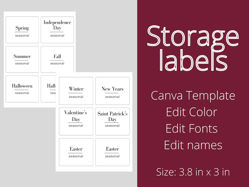 Holiday Storage Labels, Editable Holiday Labels, Holiday Organization ...
