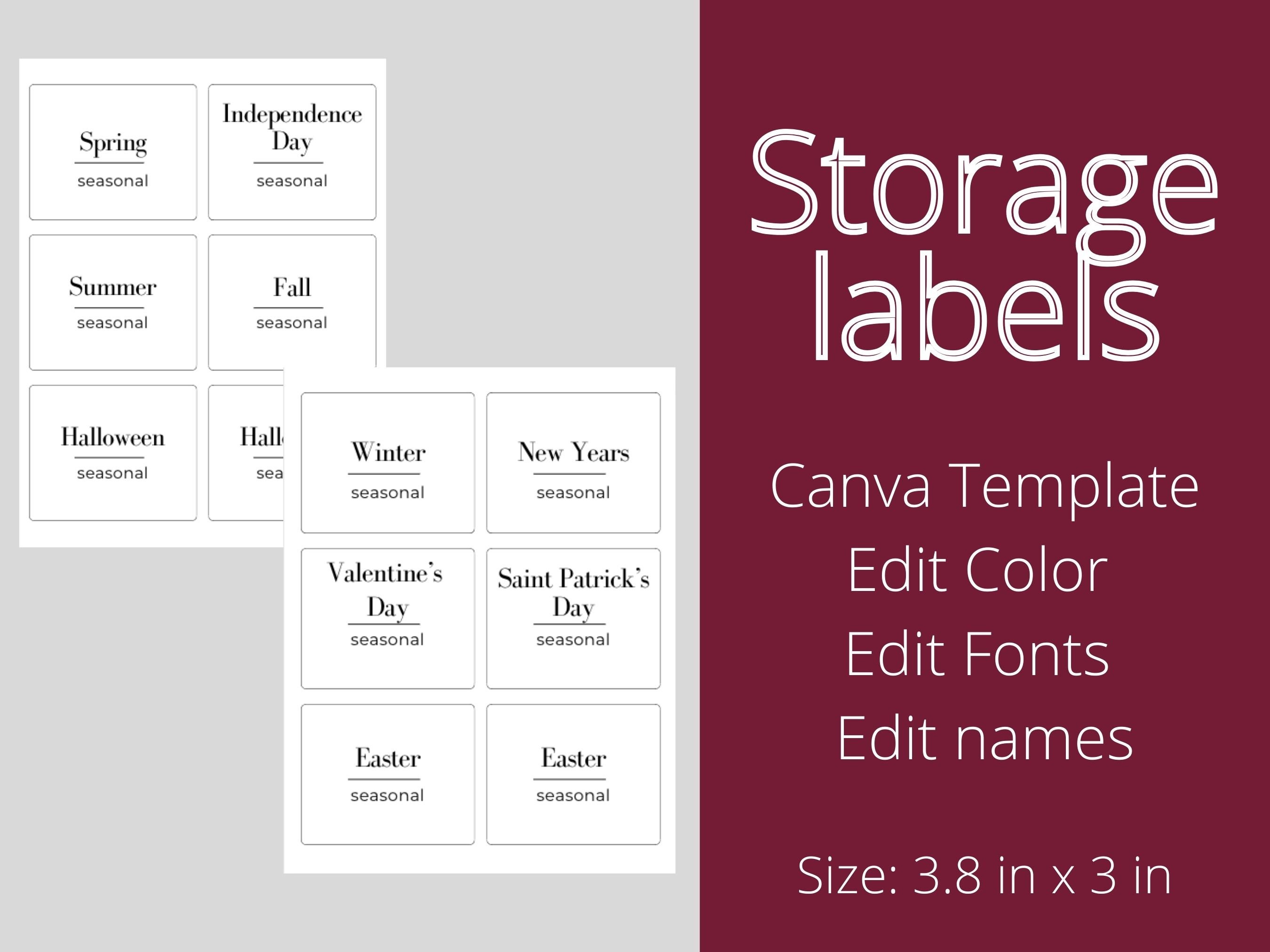 Holiday Storage Labels, Editable Holiday Labels, Holiday Organization ...
