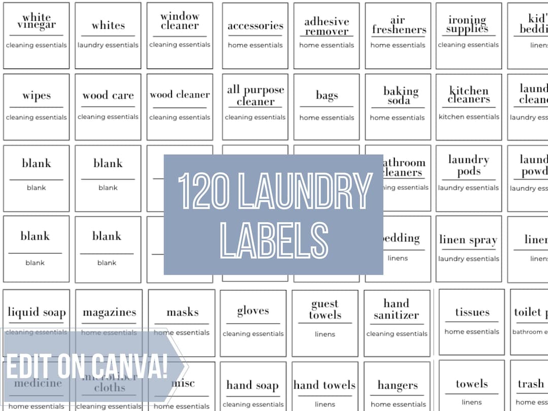 Laundry Room Labels/ Editable Laundry Container Labels/ Laundry Room ...