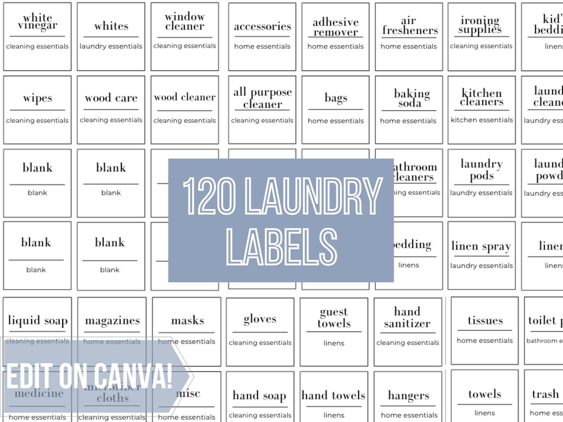 Laundry Room Labels/ Editable Laundry Container Labels/ Laundry Room ...