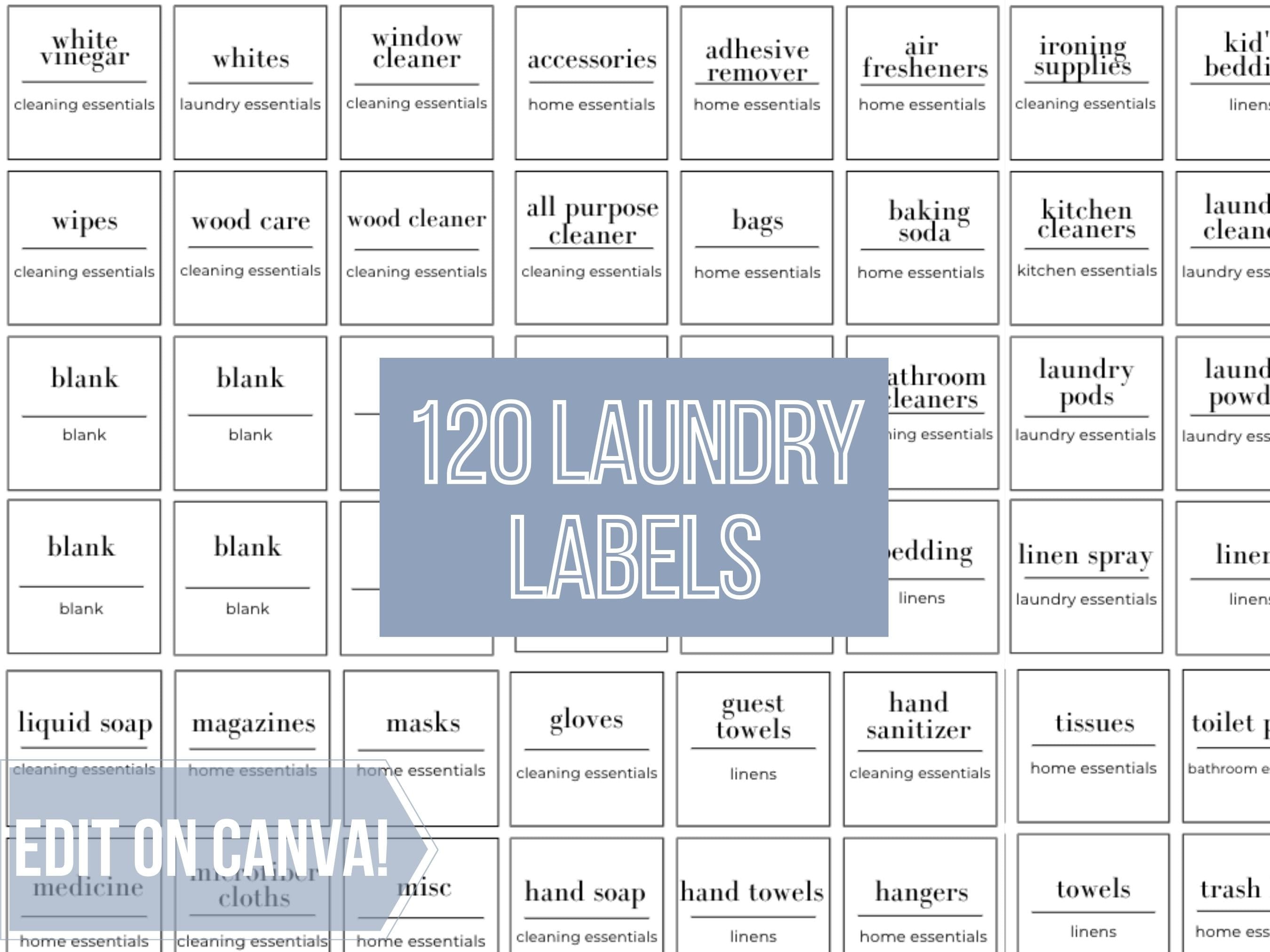 Laundry Room Labels/ Editable Laundry Container Labels/ Laundry Room ...