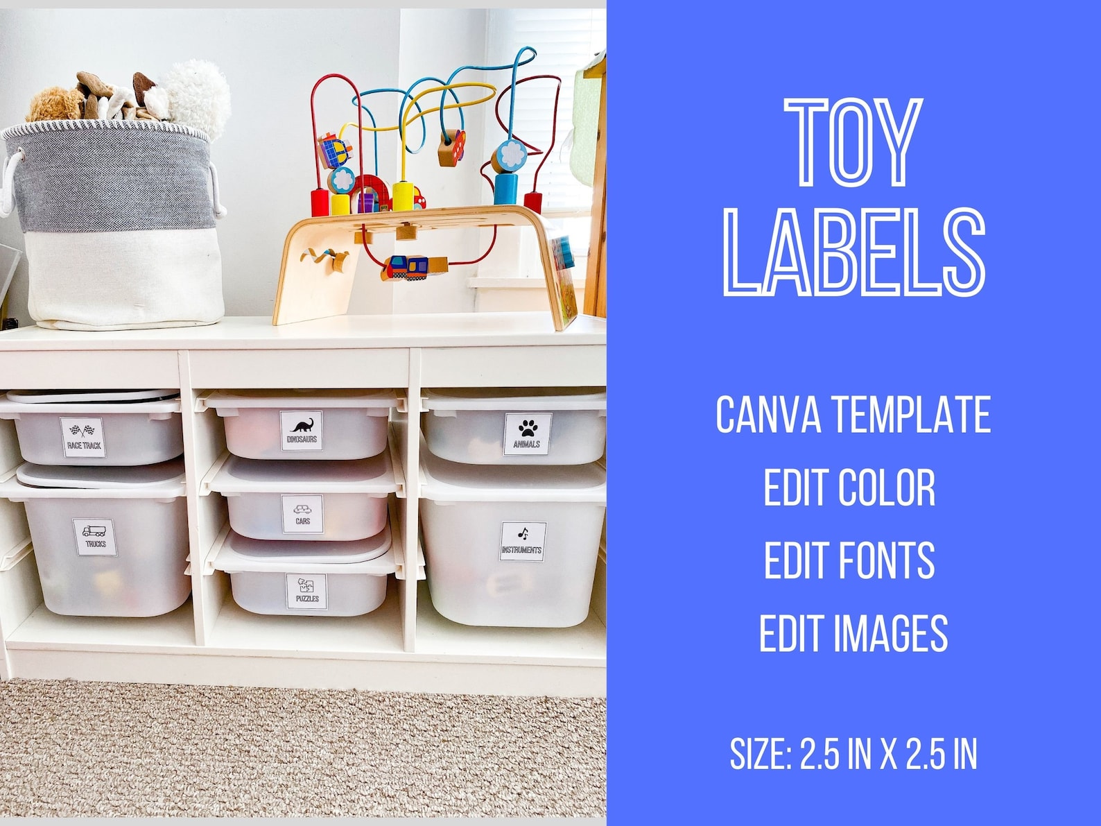 Toy Bin Storage Labels, Editable Toy Bin Storage Labels, Minimalist ...