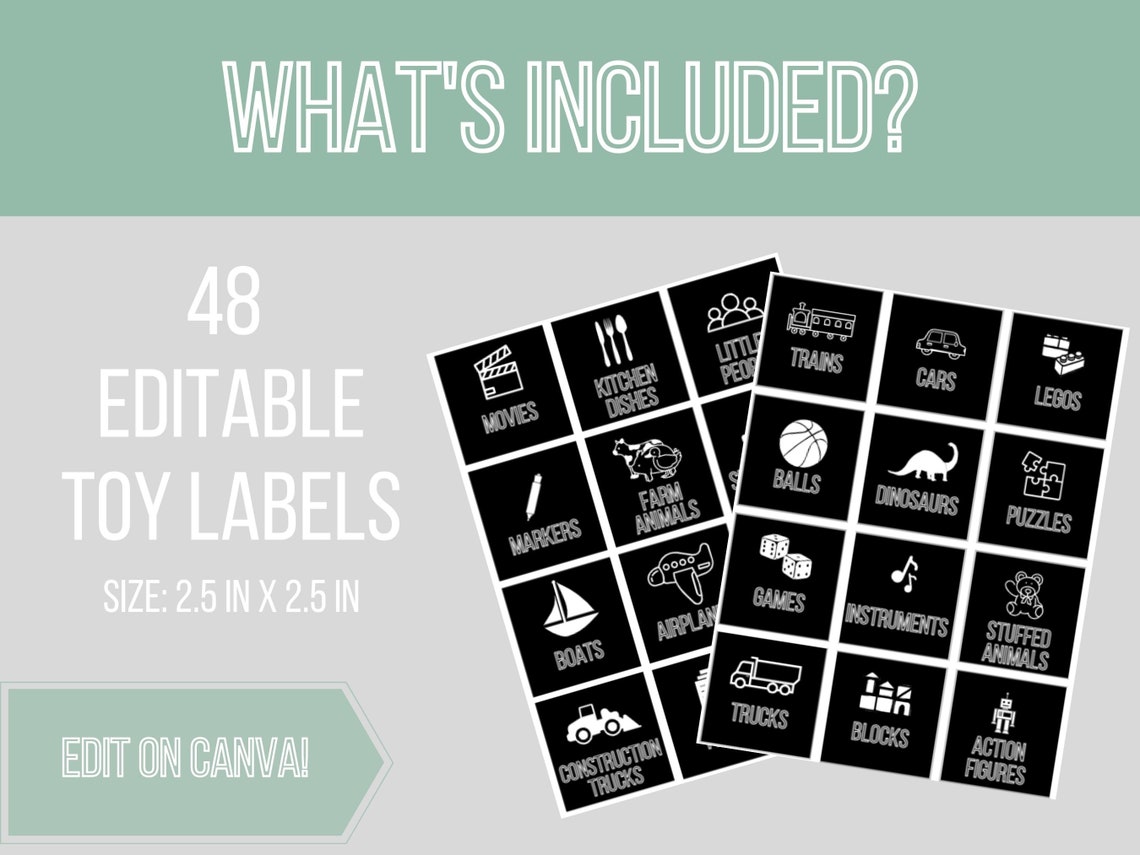 Toy Bin Storage Labels, Editable Toy Bin Storage Labels, Minimalist ...