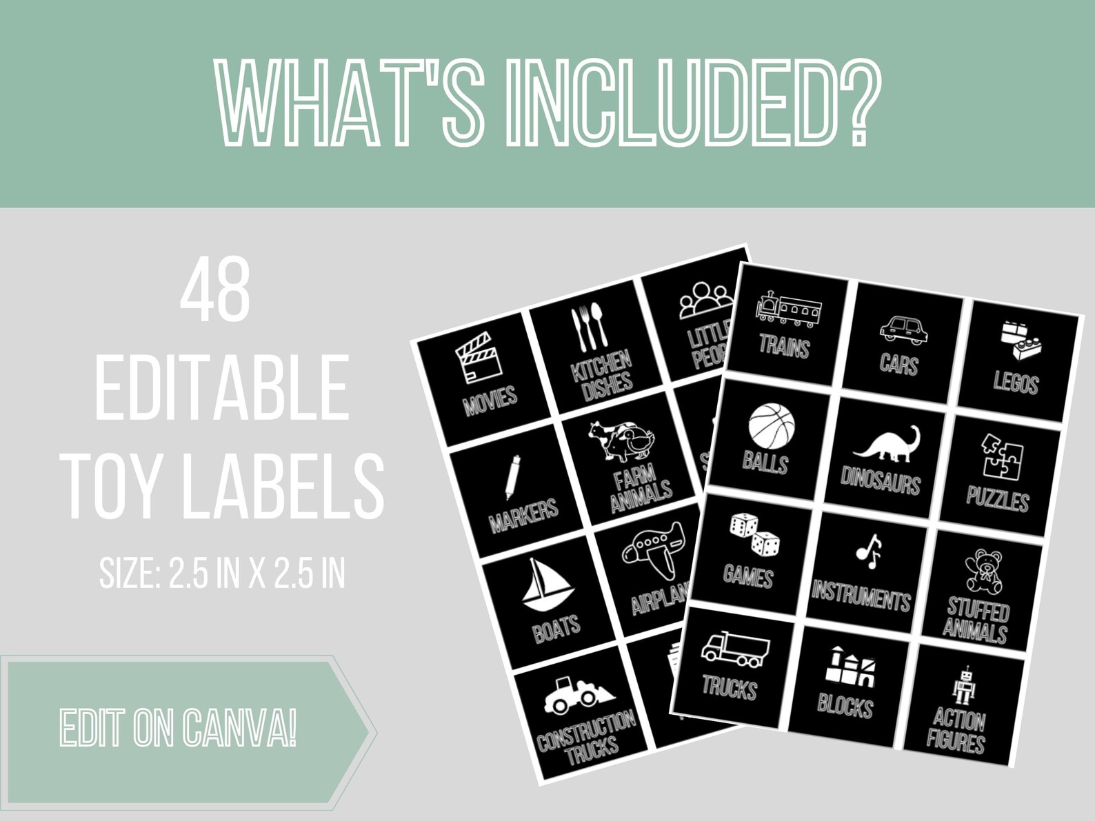 Toy Bin Storage Labels, Editable Toy Bin Storage Labels, Minimalist ...