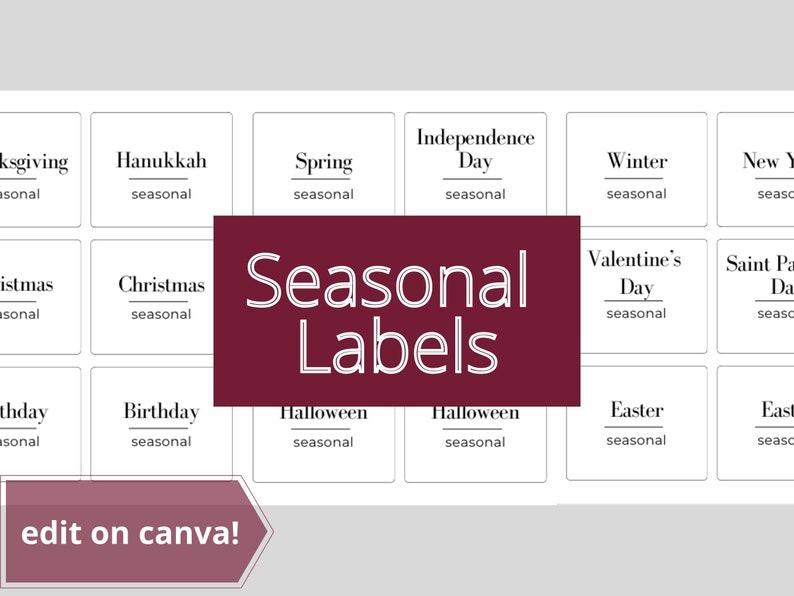 Holiday Storage Labels, Editable Holiday Labels, Holiday Organization ...
