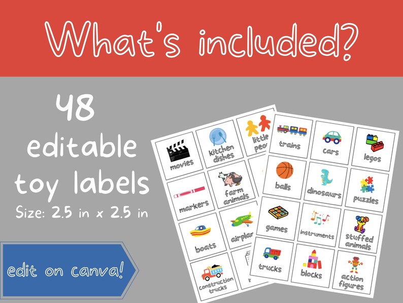 Toy Bin Storage Labels, Editable Toy Bin Storage Labels, Minimalist ...