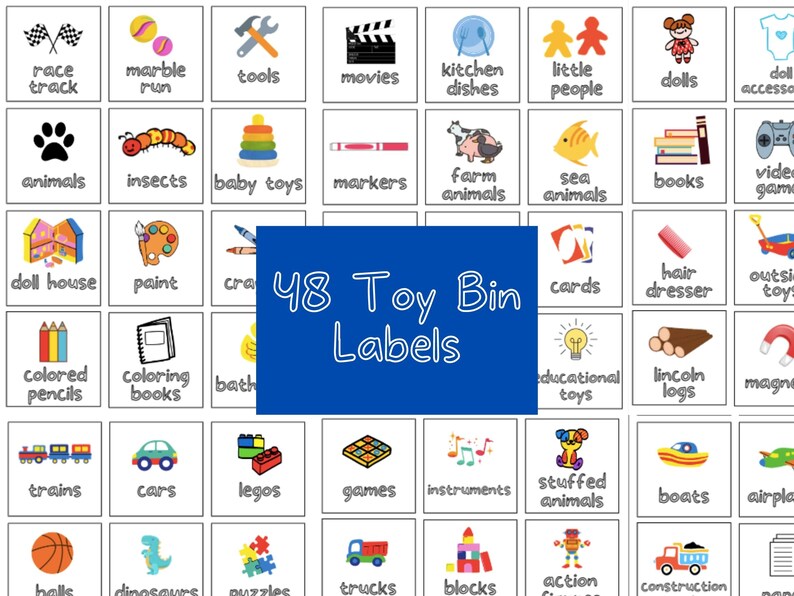 Toy Bin Storage Labels Editable Toy Bin Storage Labels Minimalist Playroom Organization