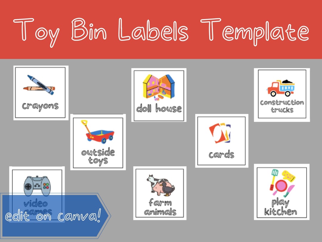 Toy Bin Storage Labels, Editable Toy Bin Storage Labels, Minimalist ...