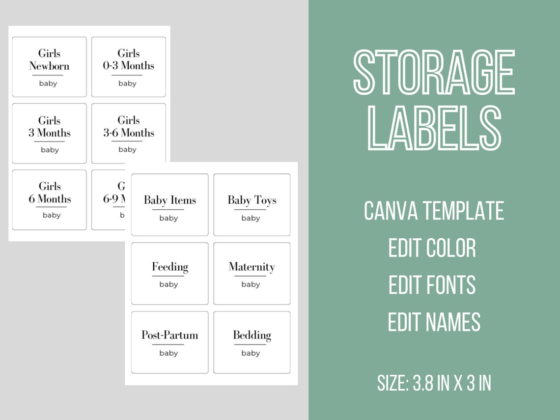 Baby Storage Labels, Editable Baby Storage Labels, Minimalist Baby ...