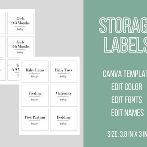 Baby Storage Labels, Editable Baby Storage Labels, Minimalist Baby ...