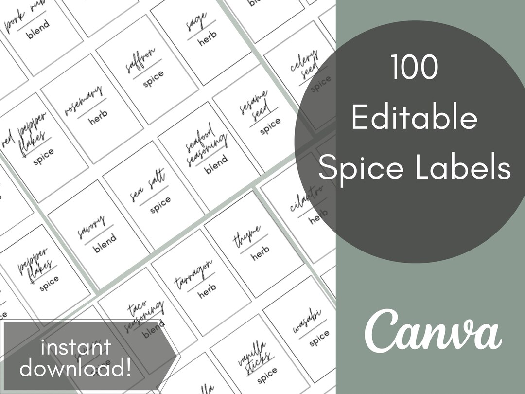 Spice Labels / Pantry Labels / Spice Rack / Spice Jars / Spice Jars ...