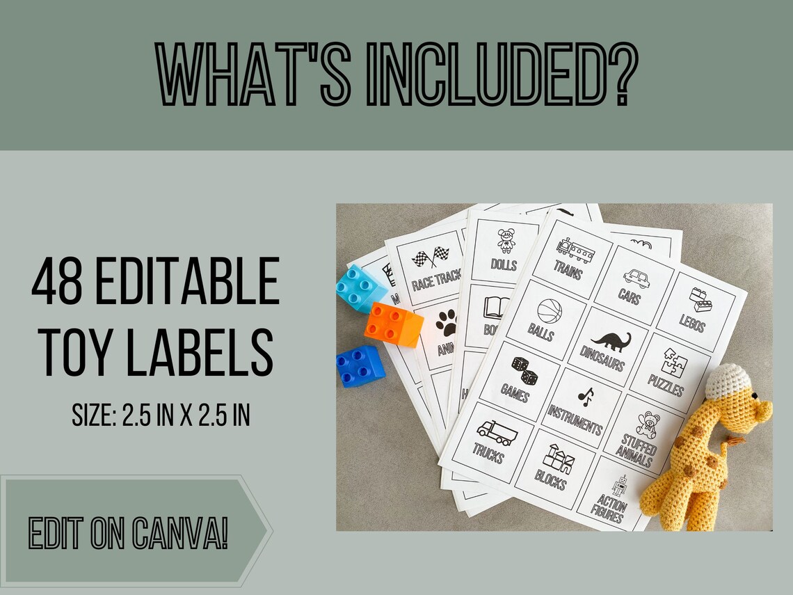 Toy Bin Storage Labels, Editable Toy Bin Storage Labels, Minimalist ...