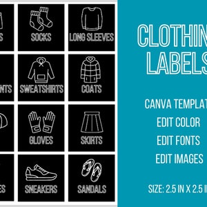 Printable Kids Clothing Labels Dresser Drawers Closet Storage Labels ...