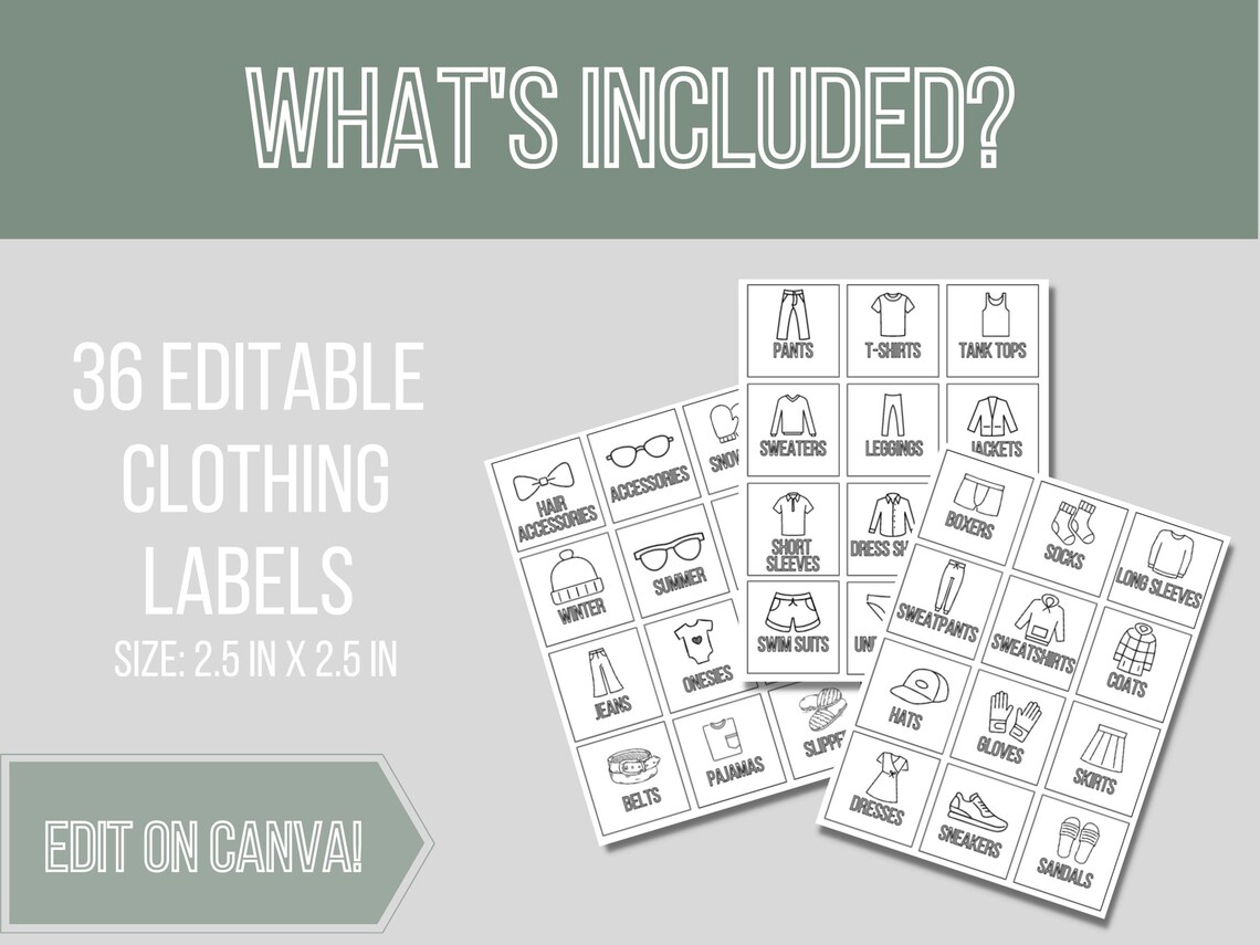 Printable Kids Clothing Labels Dresser Drawers Closet Storage Labels ...