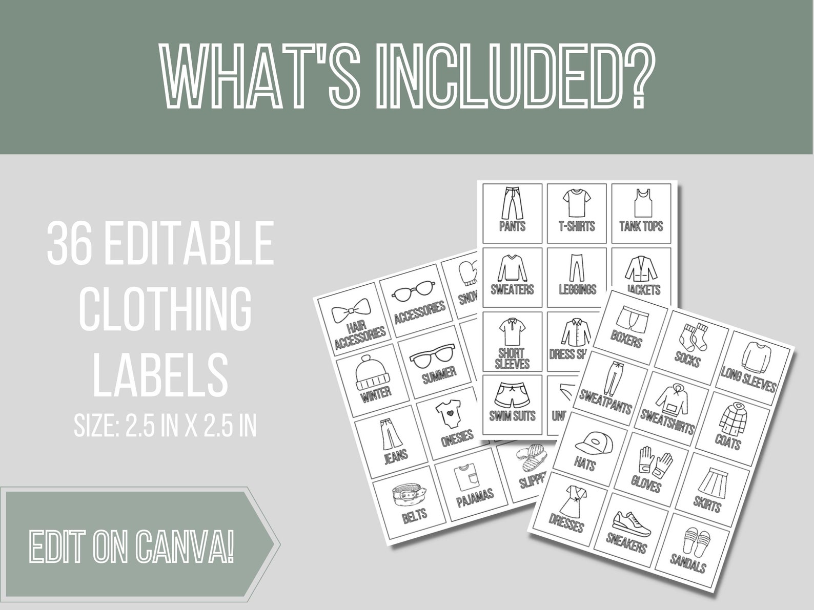 Printable Kids Clothing Labels Dresser Drawers Closet Storage Labels ...