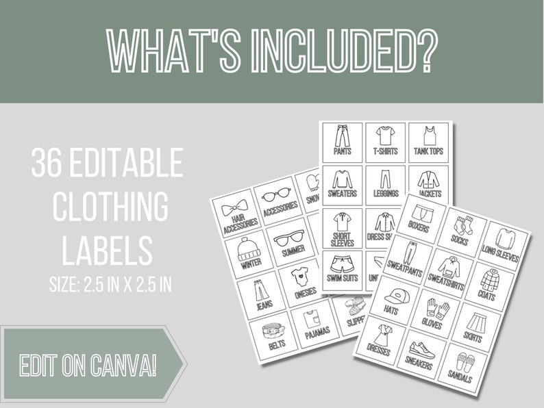 Printable Kids Clothing Labels Dresser Drawers Closet Storage Labels ...