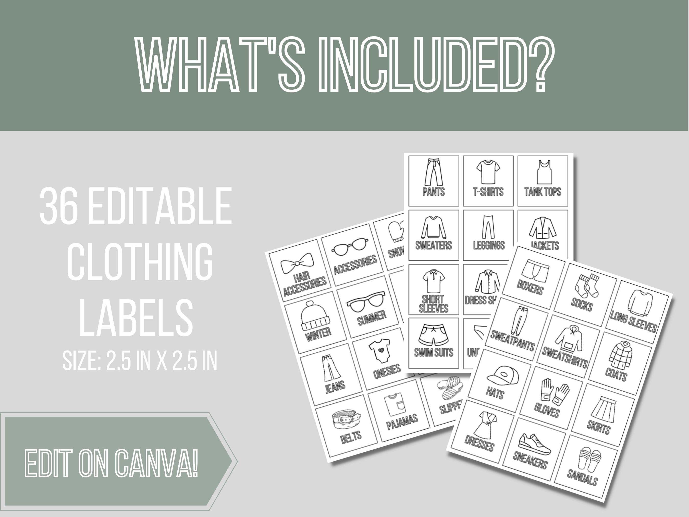 Printable Kids Clothing Labels Dresser Drawers Closet Storage Labels ...