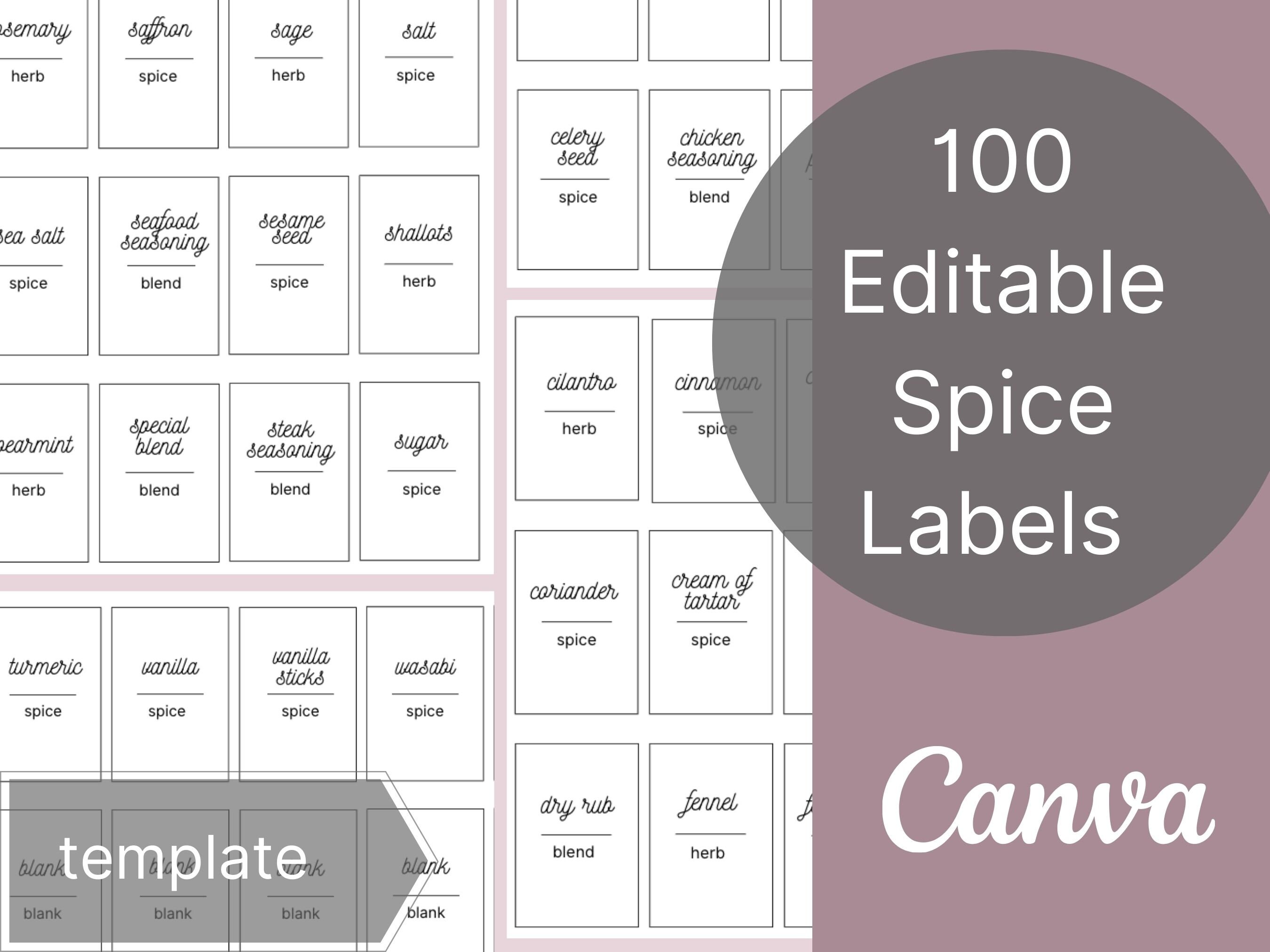 Spice Jar Labels / Spice Rack / Spice Jars / Pantry Labels / Spice ...