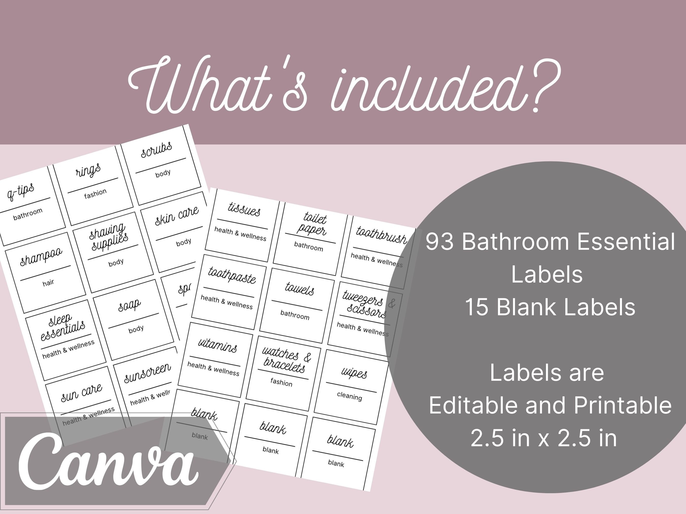 Bathroom Labels / Bathroom Label/ Labels / Canva Labels Template ...