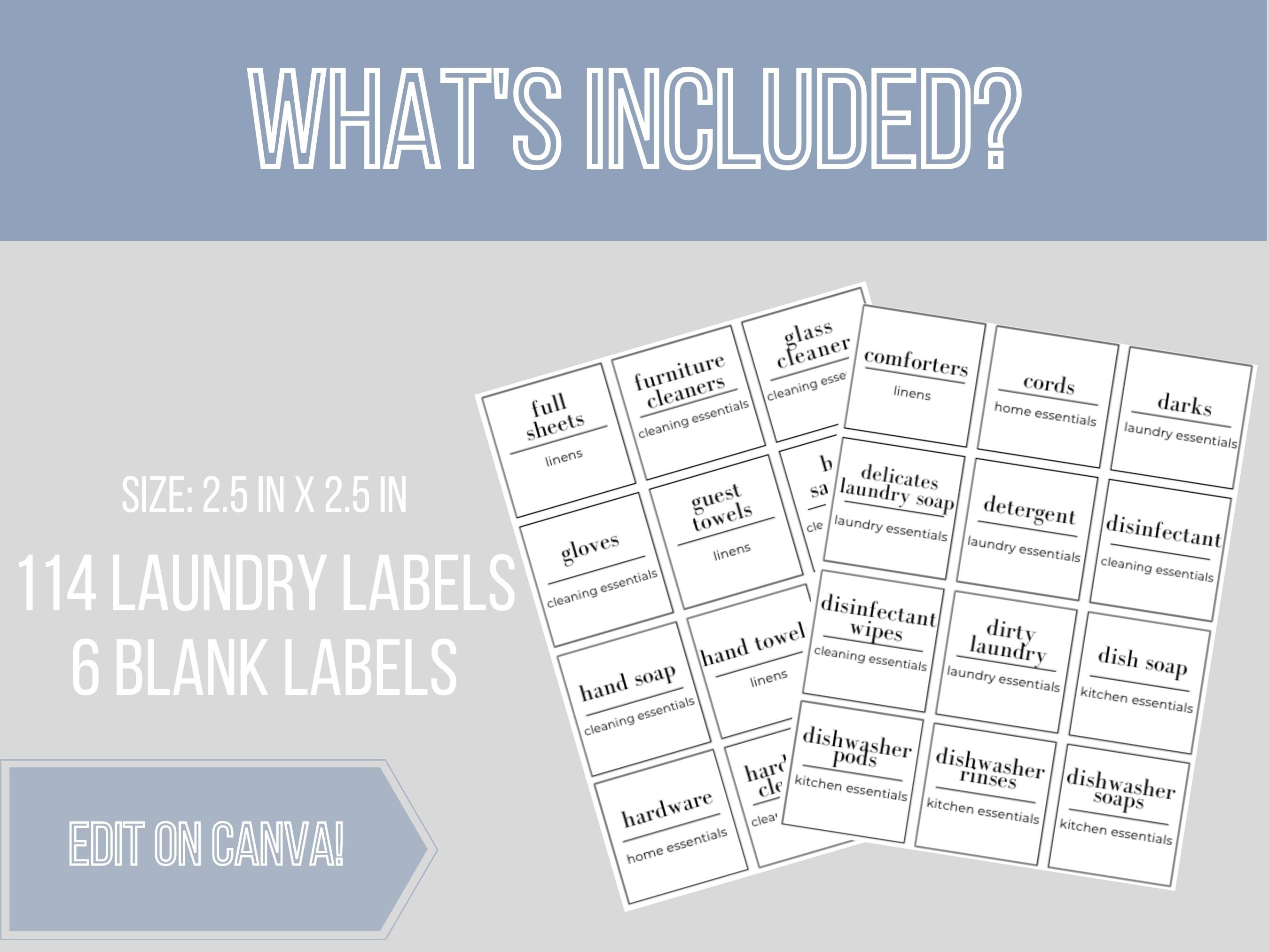 Laundry Room Labels/ Editable Laundry Container Labels/ Laundry Room ...