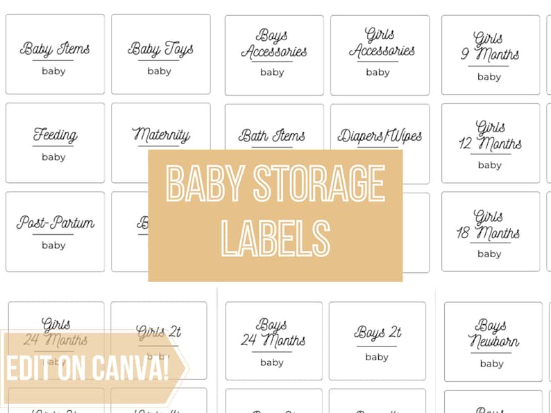 Baby Storage Labels, Editable Baby Storage Labels, Minimalist Baby ...