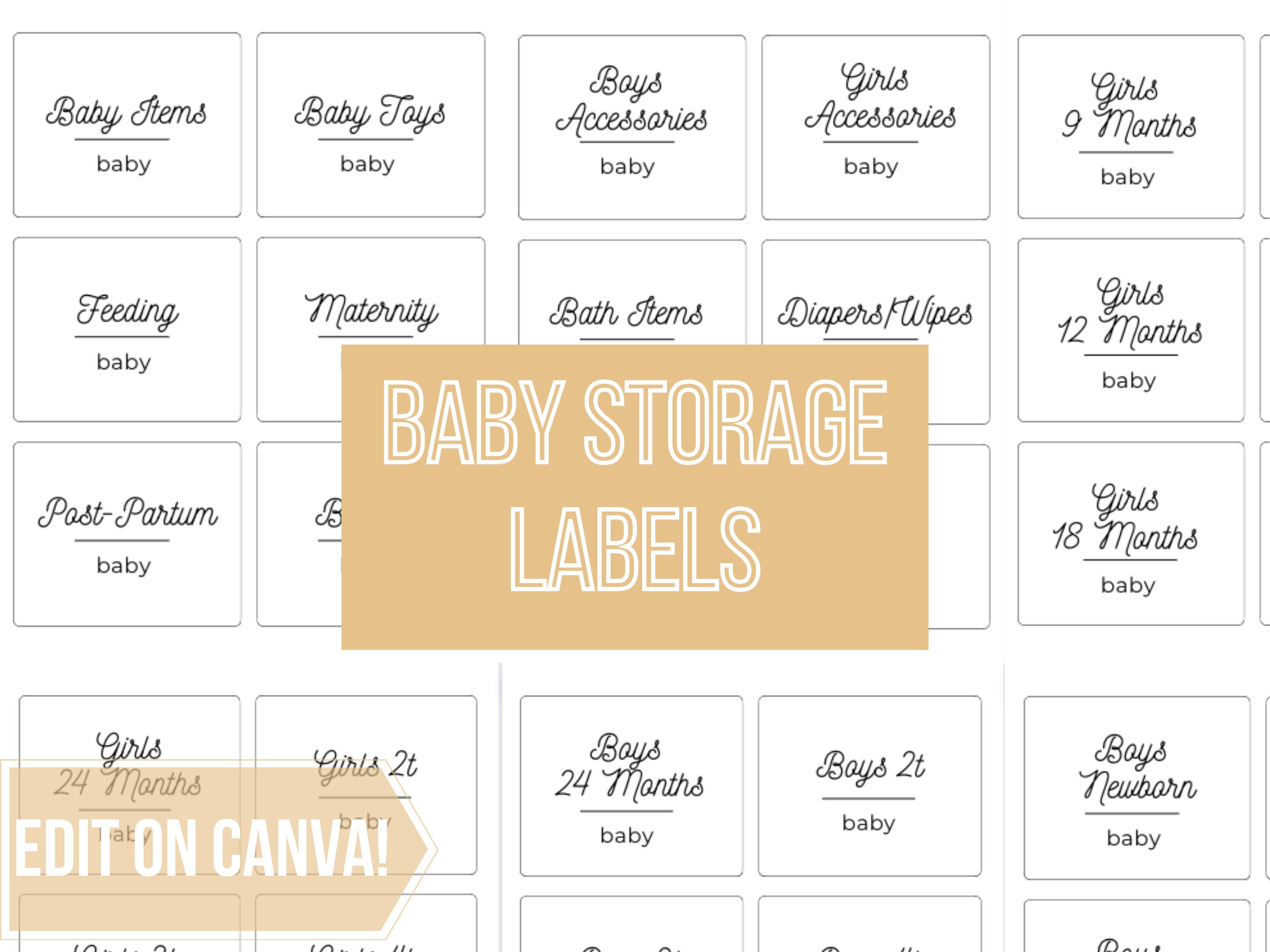 Baby Storage Labels, Editable Baby Storage Labels, Minimalist Baby ...