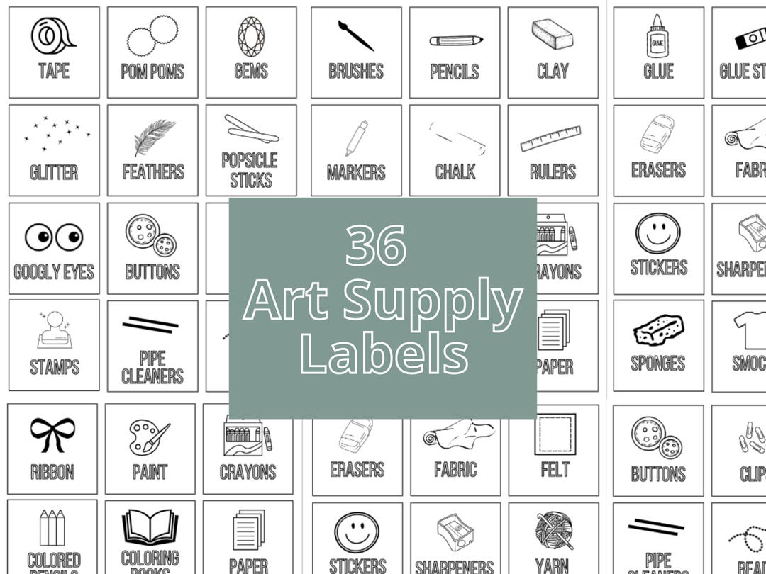 Printable Art Labels, Art Supply Labels, Craft Organization, Art ...