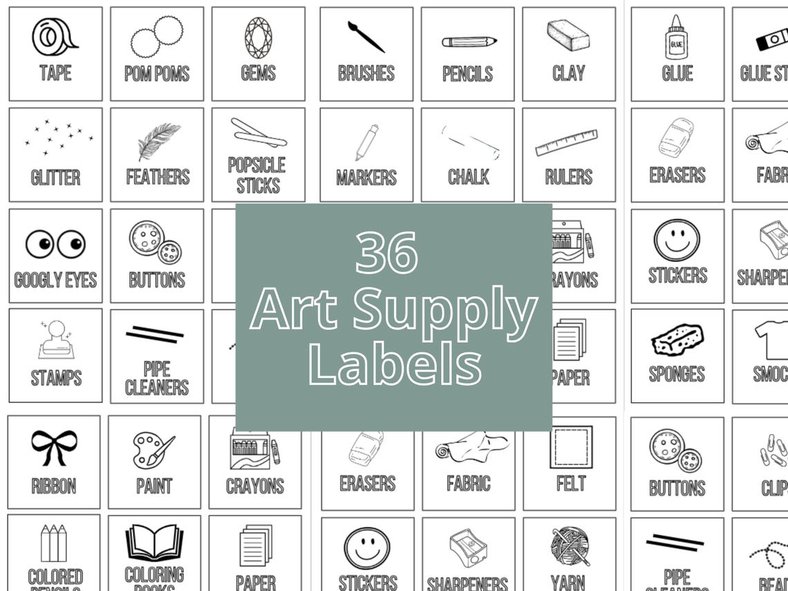 Printable Art Labels, Art Supply Labels, Craft Organization, Art ...