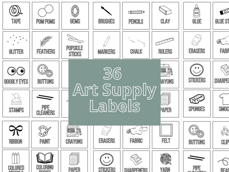 Printable Art Labels, Art Supply Labels, Craft Organization, Art ...