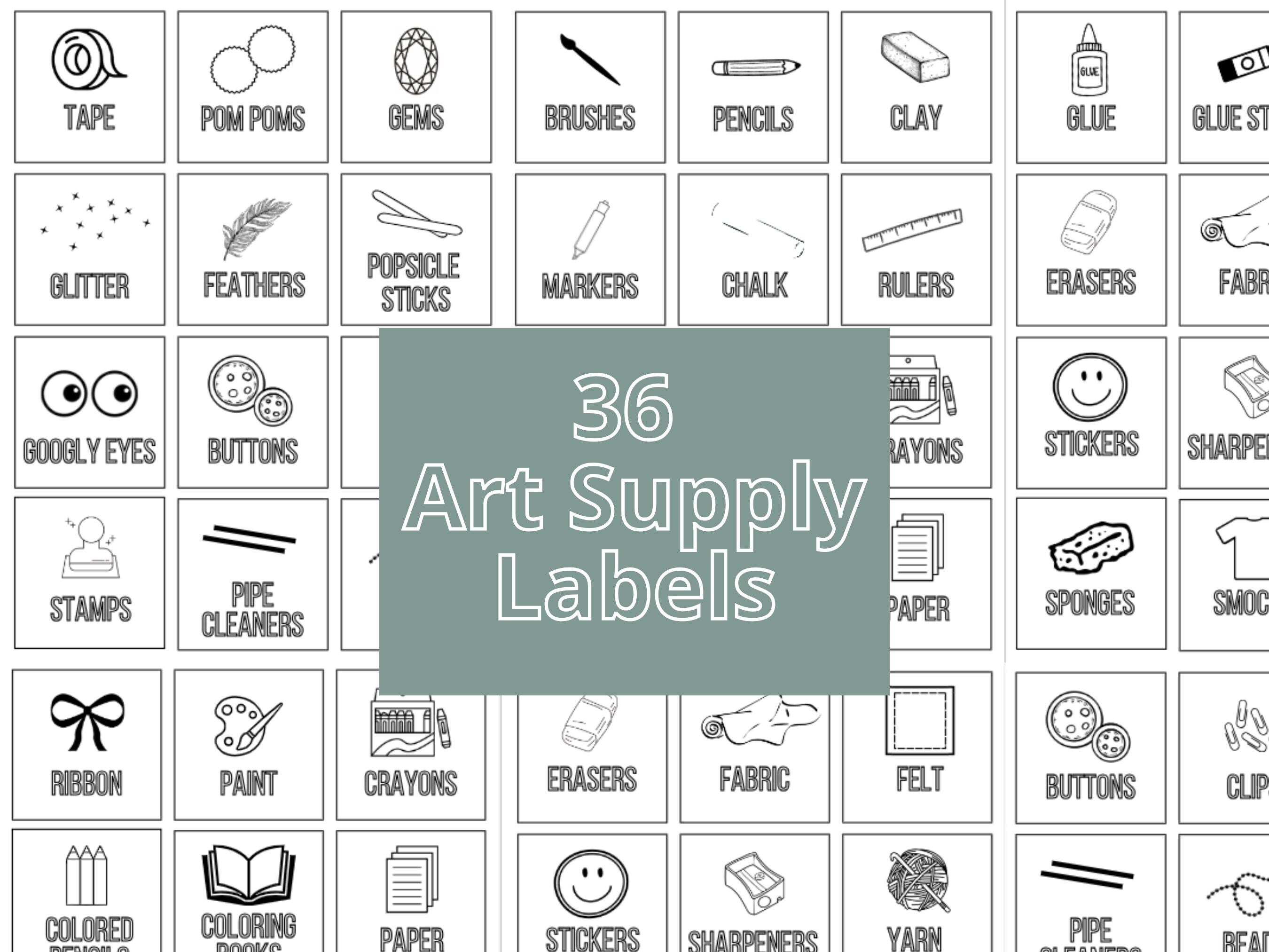 Printable Art Labels, Art Supply Labels, Craft Organization, Art ...