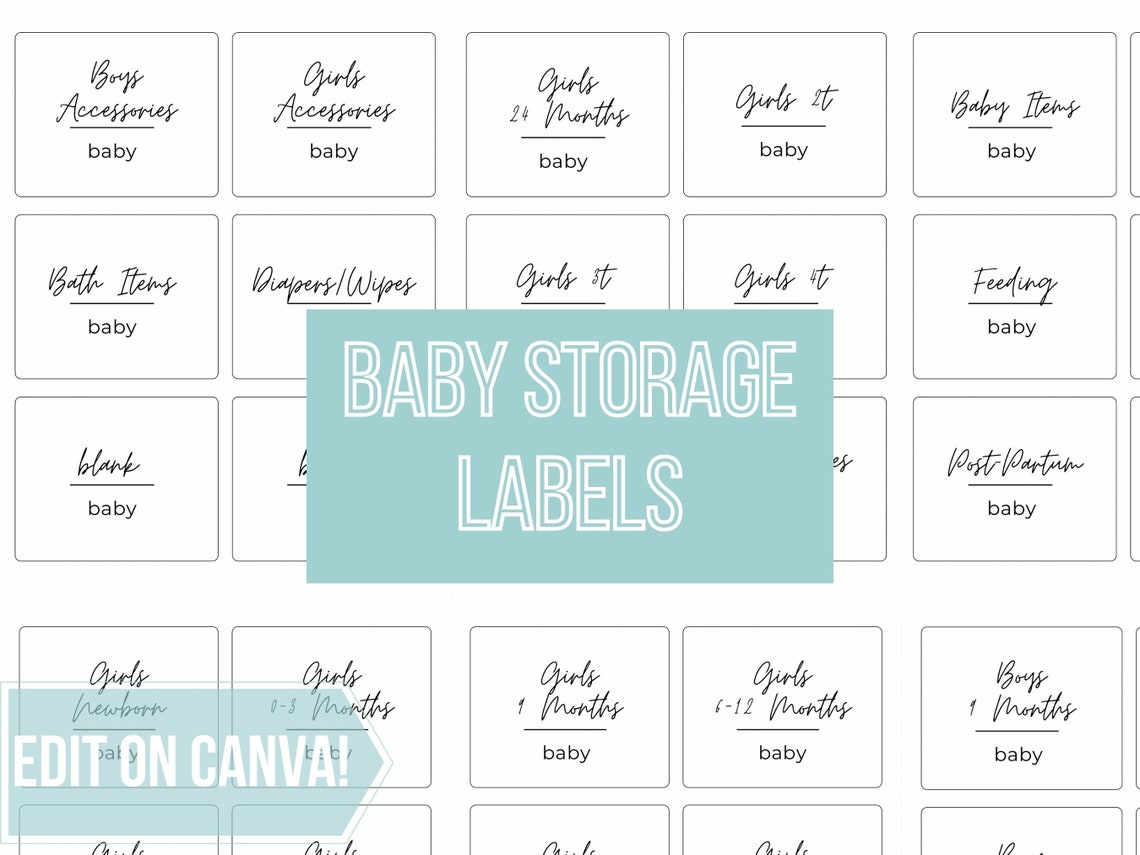 Editable Minimalist Baby Storage Labels, Nursery Organization (digital ...