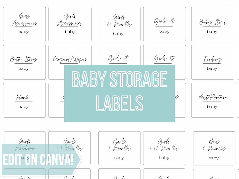 Baby Storage Labels, Editable Baby Storage Labels, Minimalist Baby ...