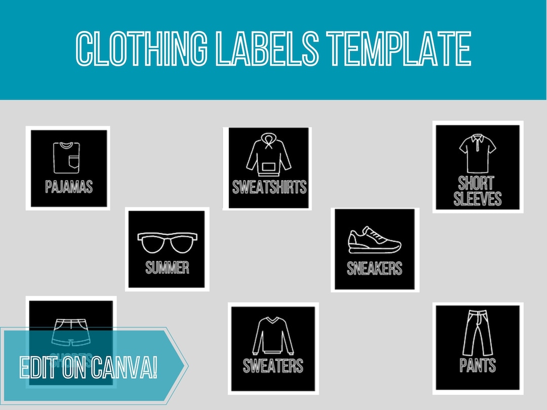 Printable Kids Clothing Labels Dresser Drawers Closet Storage Labels ...