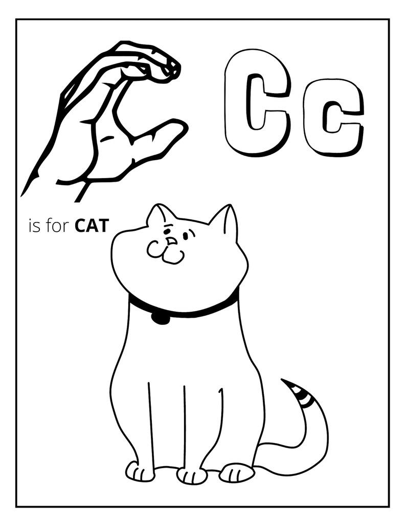 Sign Language Coloring Pages Alphabet - Etsy