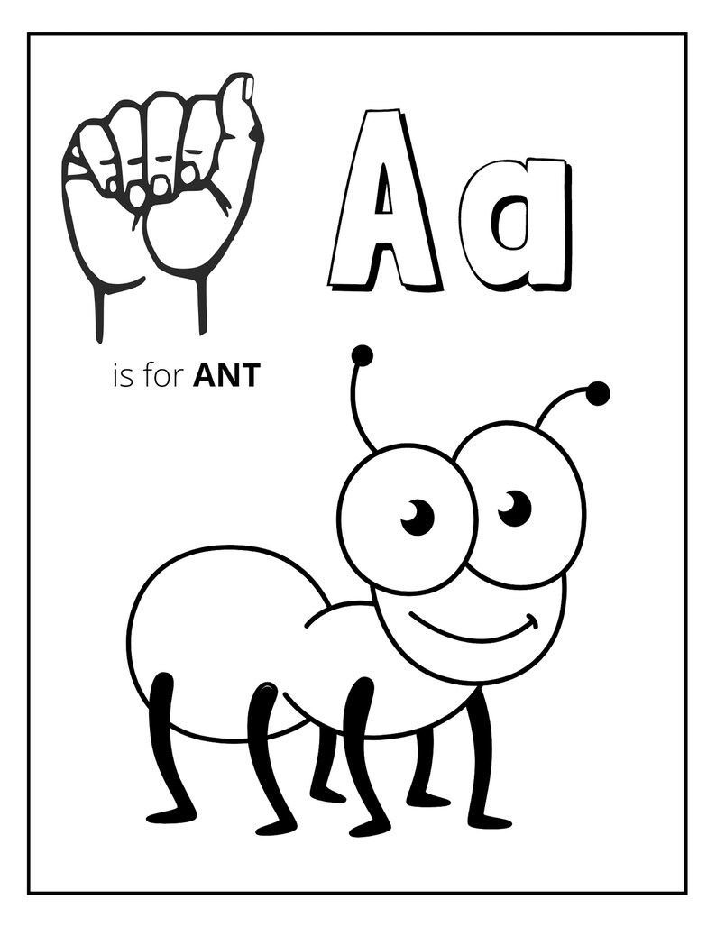 Sign Language Coloring Pages Alphabet Etsy Sign Language Coloring Pages Alphabet Etsy