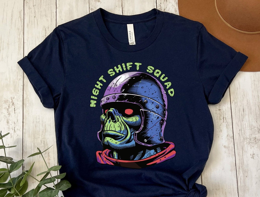 Night Shift Squad Zombie T-shirt, Night Worker Helmet Graphic Tee, Cool ...
